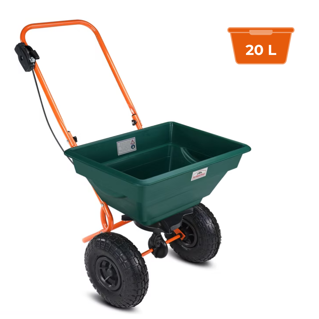 Posypový vozík objem 20 l – na osivo, hnojivo, posypovú soľ, piesok ...