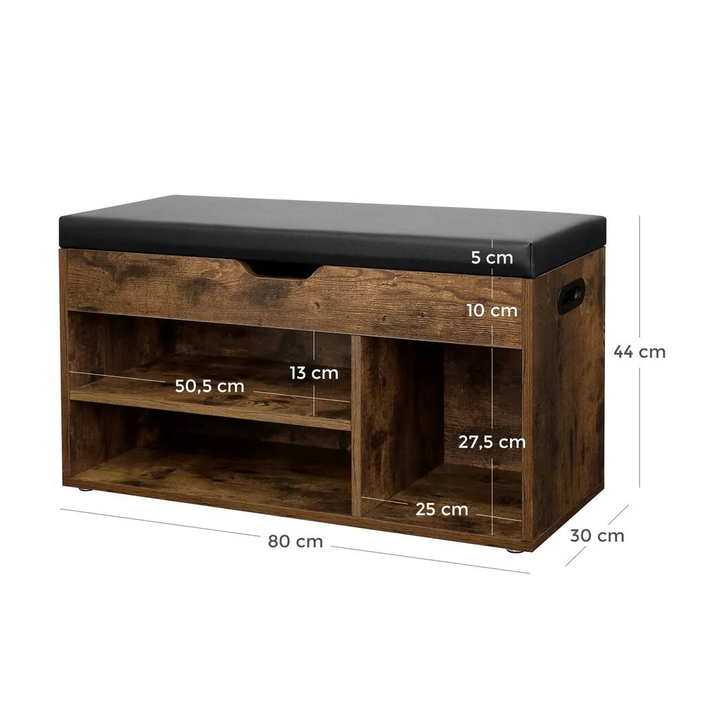 Úložná lavica na obuv v rustikálnom štýle, šírka 80cm | Jurhan.com